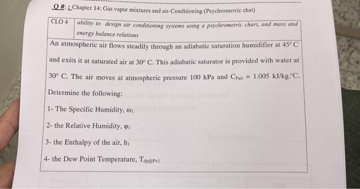 Solved [ CLO 4 ability to design air conditioning systems | Chegg.com