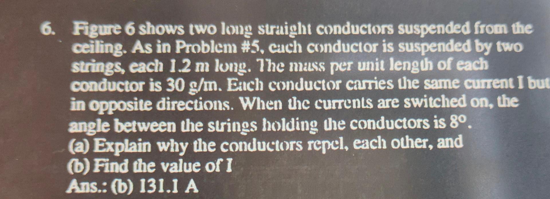 Solved 6. Figure 6 shows two long straight conductors | Chegg.com