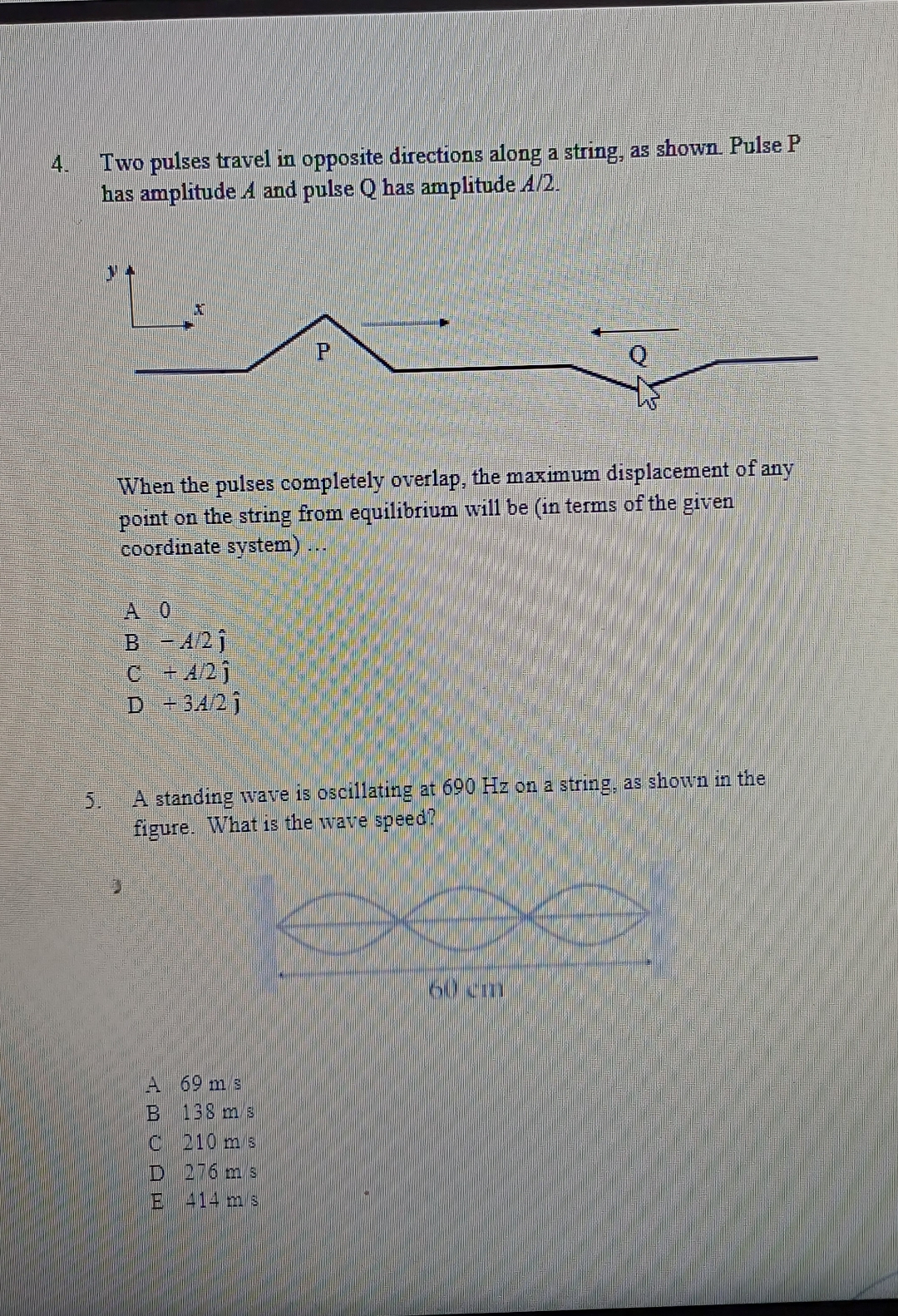 Solved Two pulses travel in opposite directions along a | Chegg.com