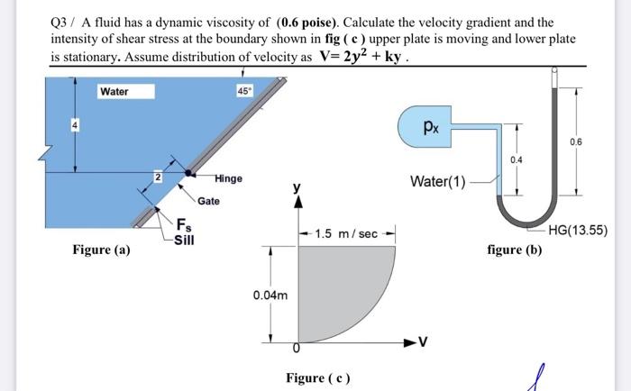 Solved Q3 / A fluid has a dynamic viscosity of (0.6 poise). | Chegg.com
