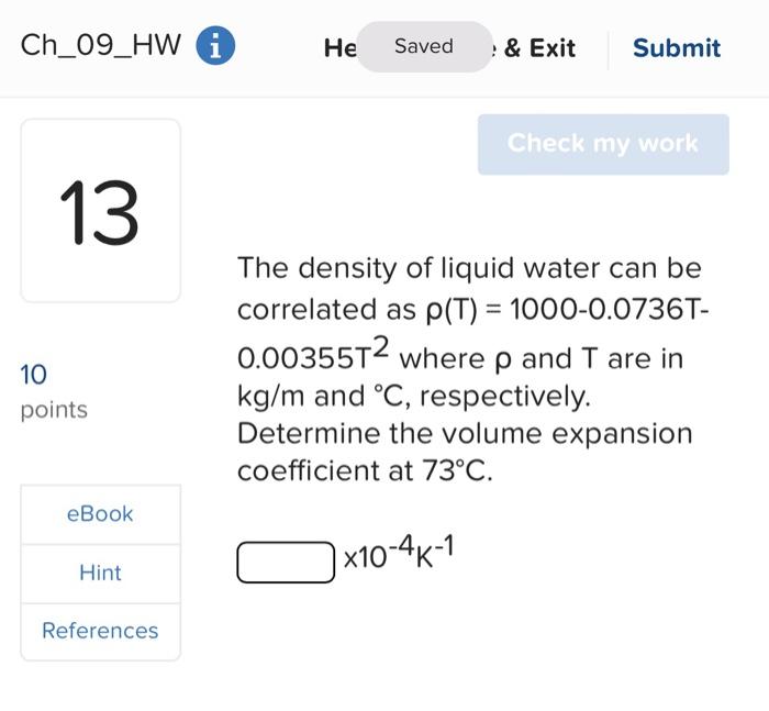 Solved Ch_09_HW A He Saved :& Exit Submit Check my work 13 | Chegg.com