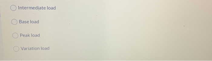 Intermediate load Base load Peak load Variation load | Chegg.com