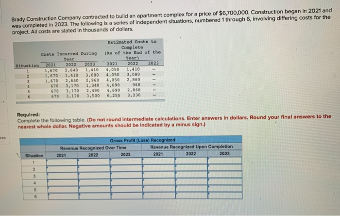 Solved Brady Construction Company contracted to build an | Chegg.com