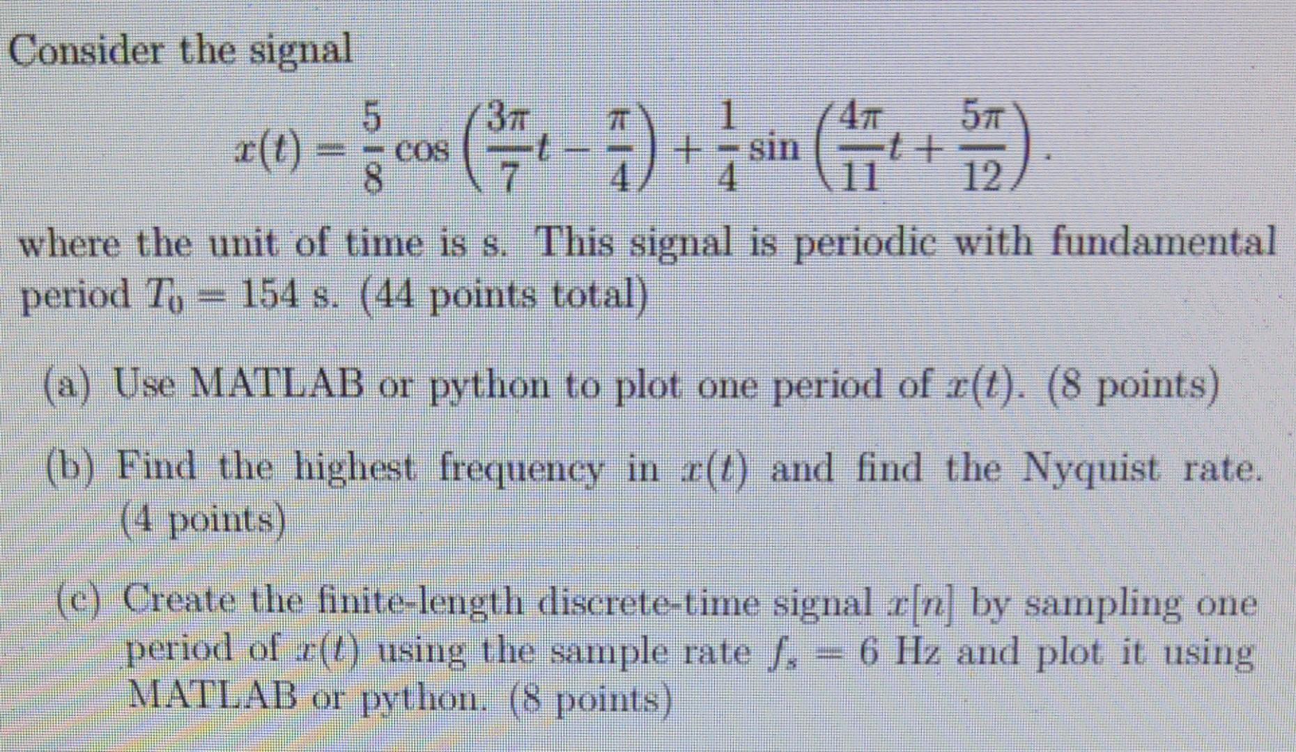 Solved Consider the signal | Chegg.com
