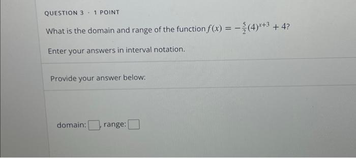 Solved QUESTION 3 - 1 POINT What is the domain and range of | Chegg.com