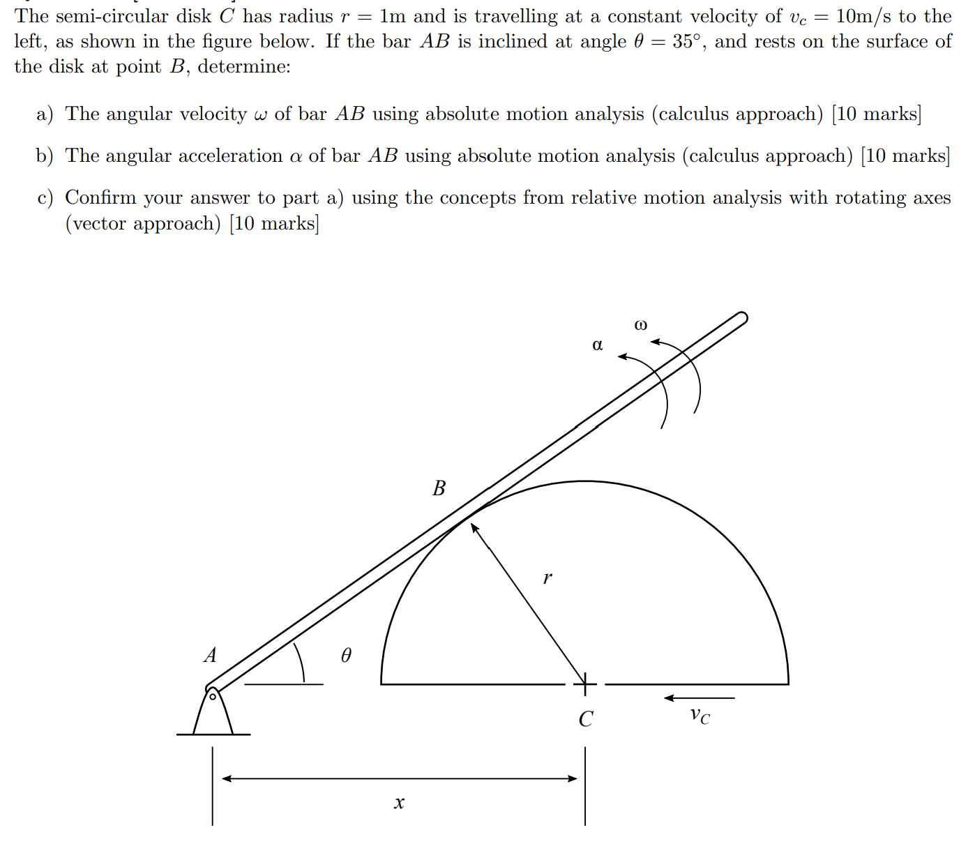 Solved The semi-circular disk C ﻿has radius r=1m ﻿and is | Chegg.com