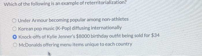 Solved Which of the following is an example of | Chegg.com