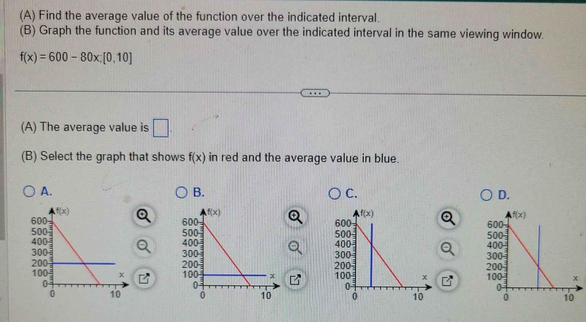 Solved A Find The Average Value Of The Function Over The