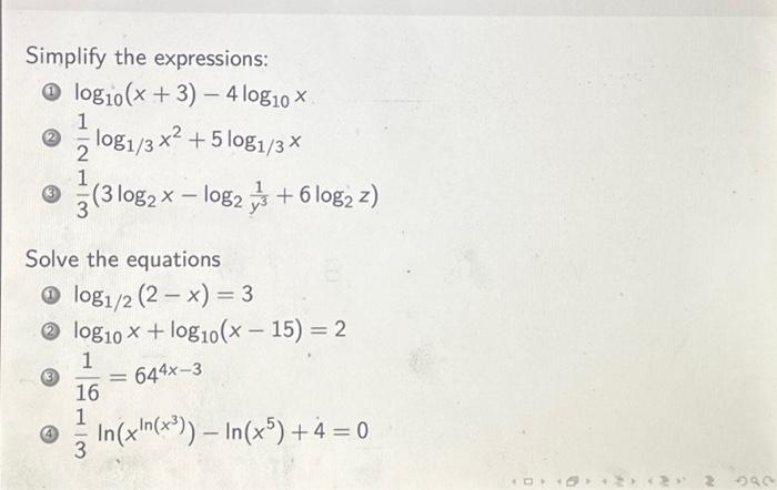 Solved Simplify the expressions: | Chegg.com