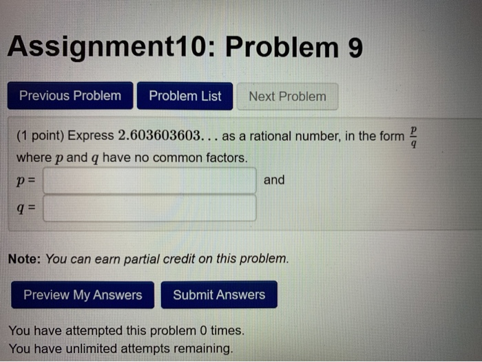 Solved Assignment10 Problem 9 Previous Problem Problem List 4500