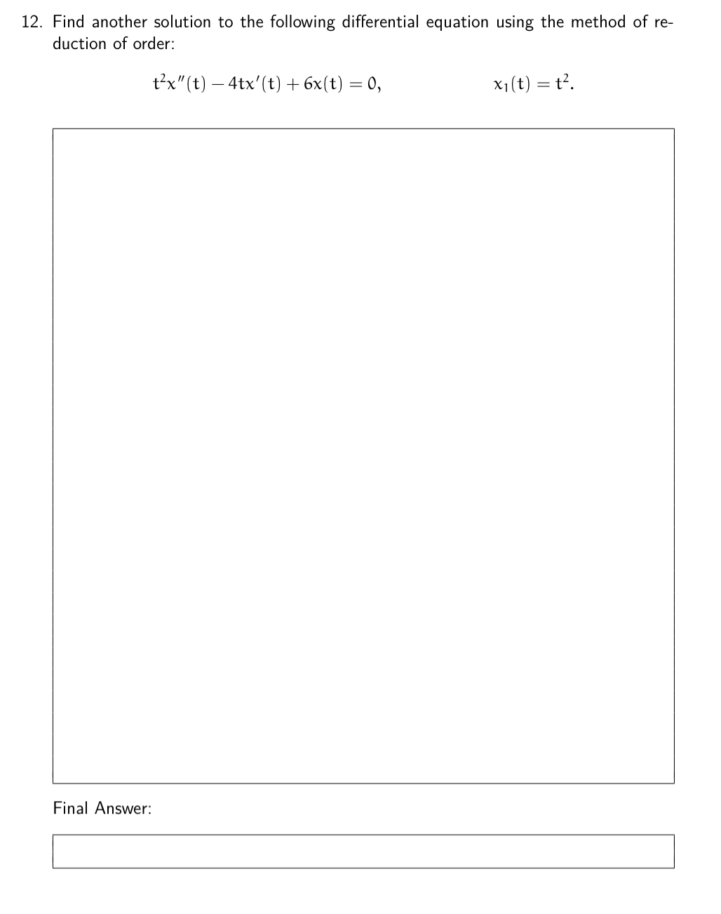 Solved Find another solution to the following differential | Chegg.com