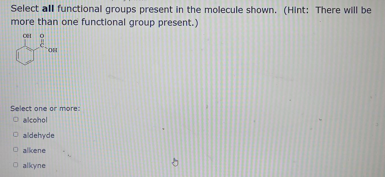 Solved Select all functional groups present in the molecule | Chegg.com