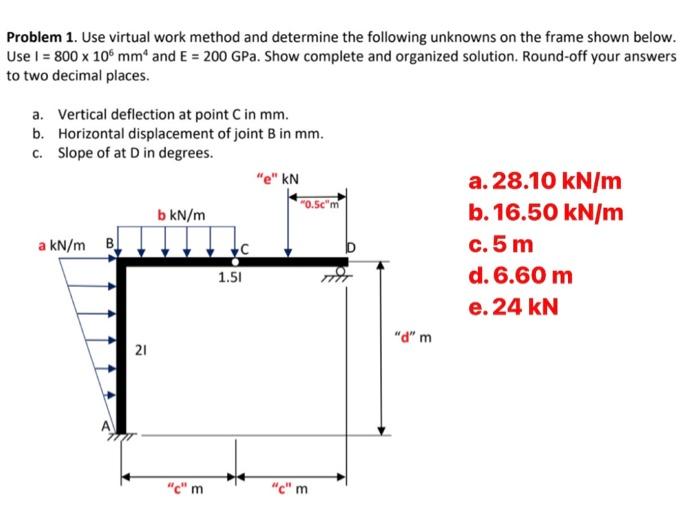 Solved Problem 1. Use virtual work method and determine the | Chegg.com