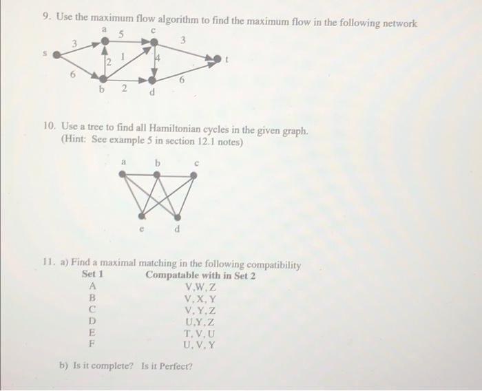 Solved 9 Use The Maximum Flow Algorithm To Find The Maximum