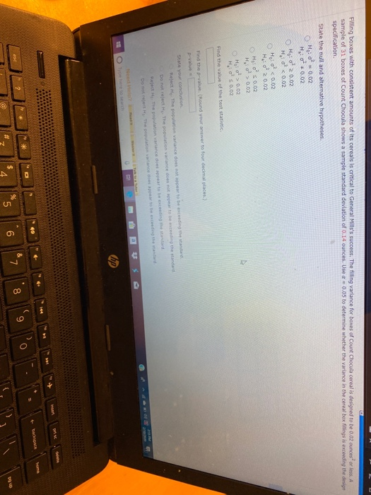 Solved Filling boxes with consistent amounts of its cereals | Chegg.com