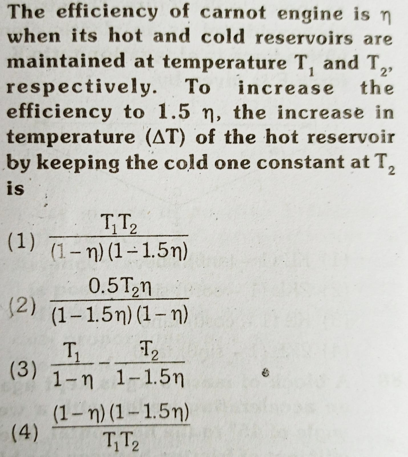 Solved The efficiency of carnot engine is ηwhen its hot and | Chegg.com