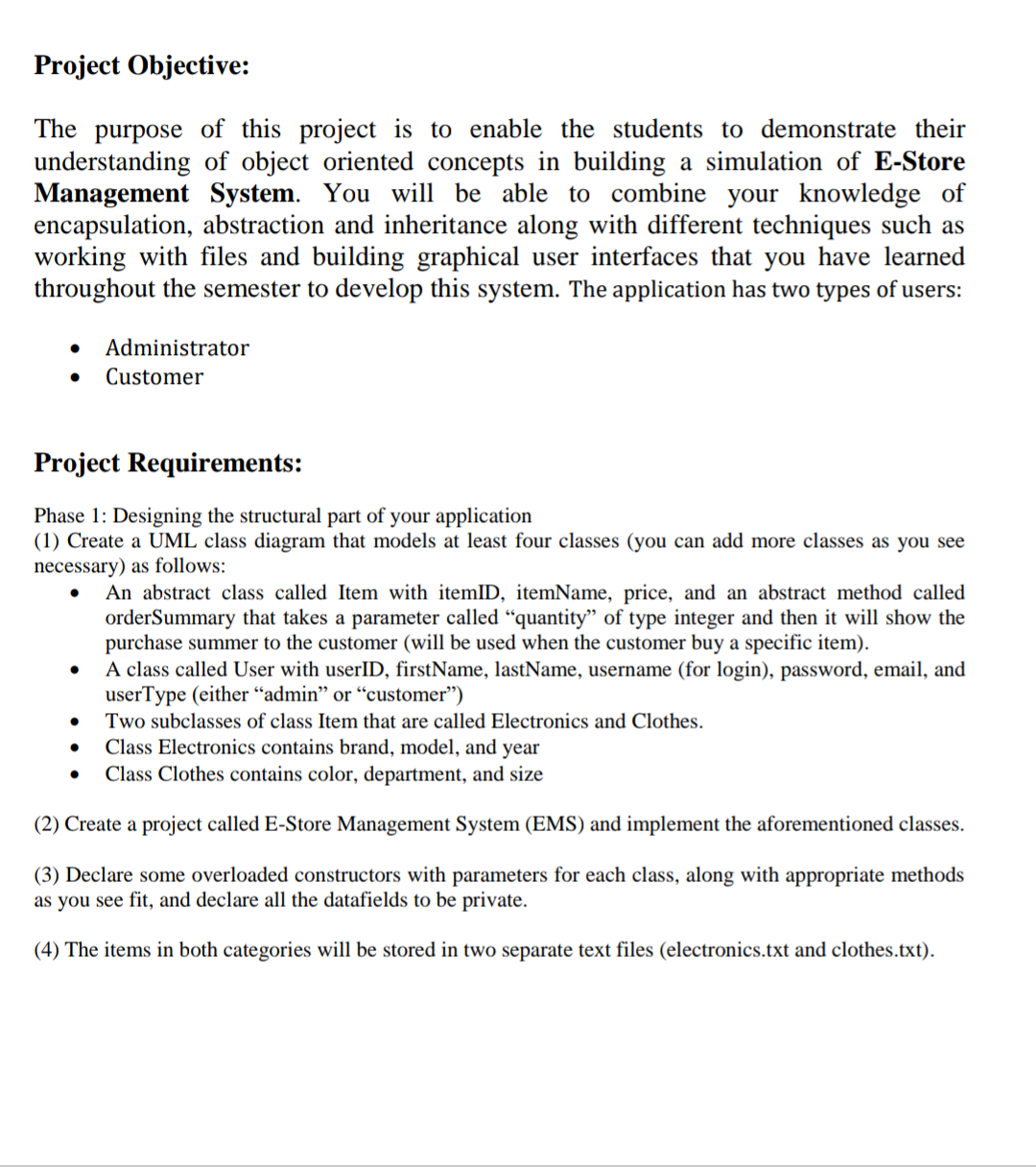 Solved Project Objective: The purpose of this project is to | Chegg.com