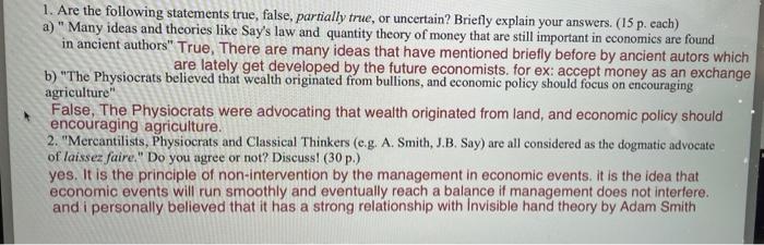 Solved 1. Are the following statements true, false, | Chegg.com