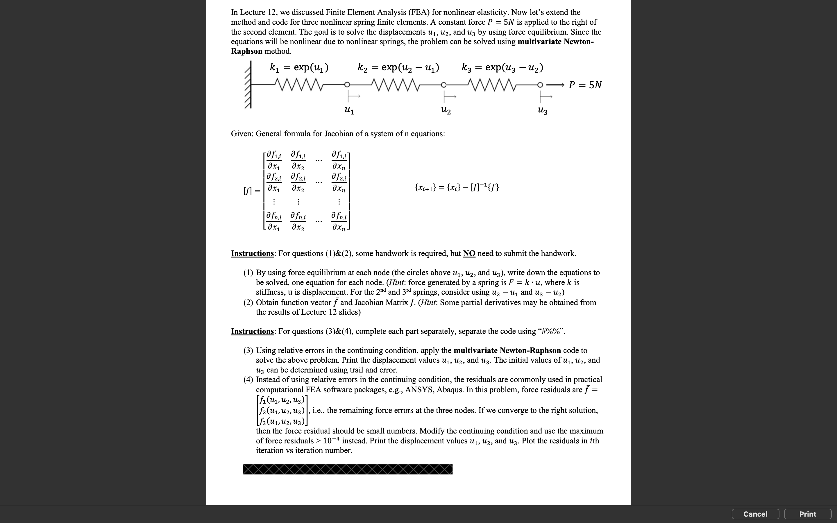 In Lecture 12, ﻿we discussed Finite Element Analysis | Chegg.com