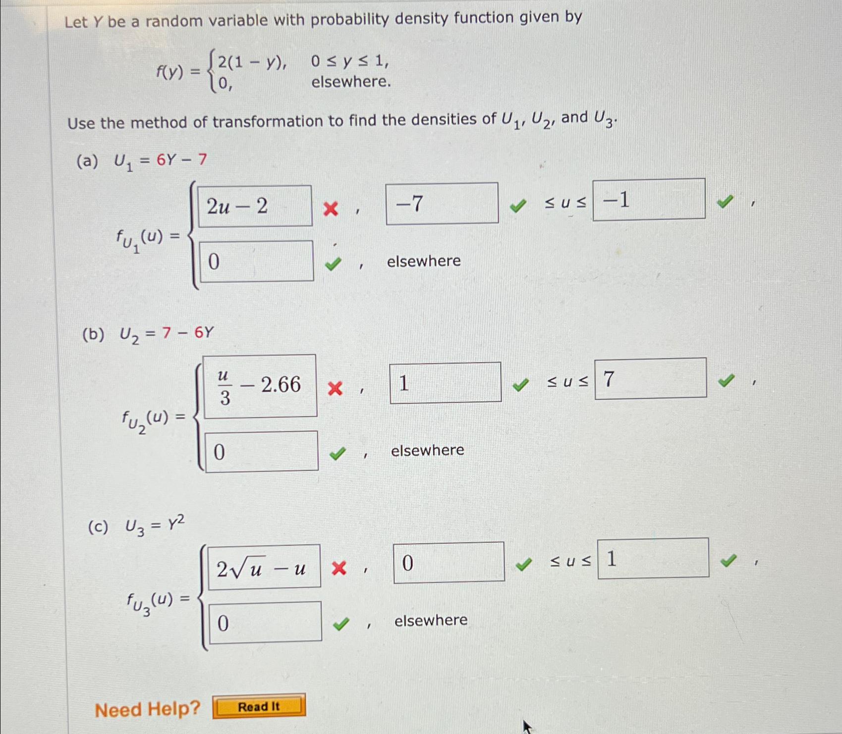 Solved Let Y ﻿be a random variable with probability density | Chegg.com