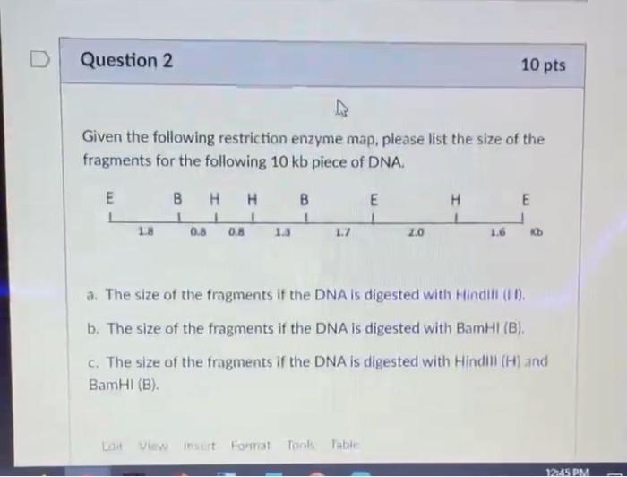 Solved Question 2 10 pts Given the following restriction | Chegg.com