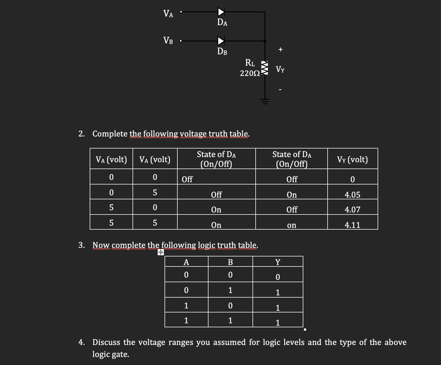 Solved i need only question 4.Discuss the voltage ranges you | Chegg.com