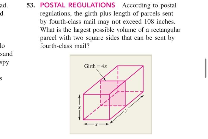Solved POSTAL REGULATIONS According to postal regulations, | Chegg.com