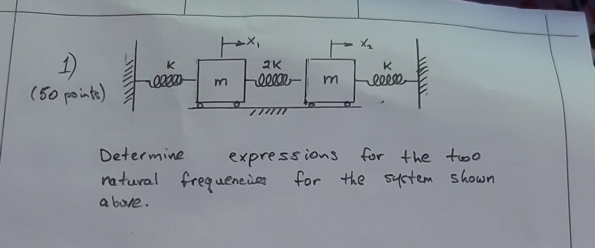 Solved Determine expressions for the two natural frequencies | Chegg.com