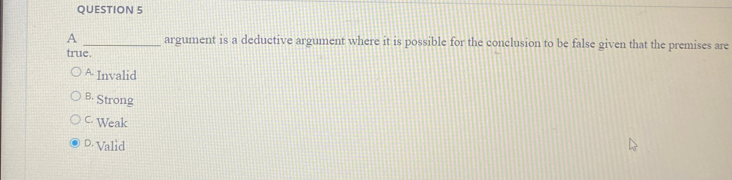 Solved QUESTION 5A q, ﻿argument is a deductive argument | Chegg.com