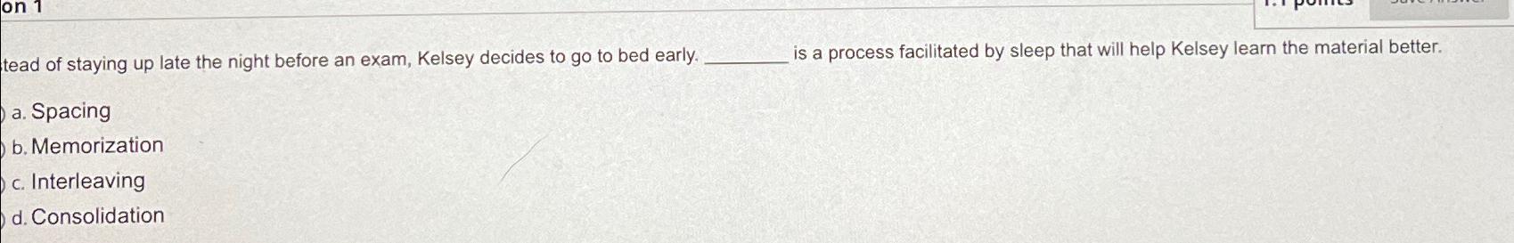Solved tead of staying up late the night before an exam, | Chegg.com