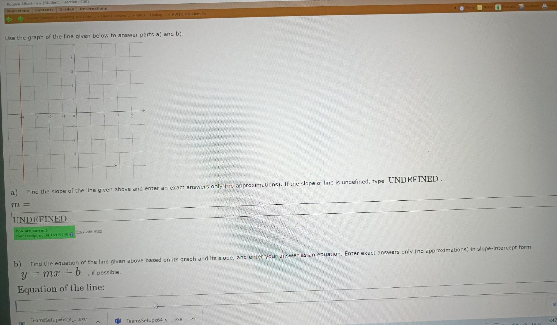 Solved Find the equation of the line given below based on | Chegg.com