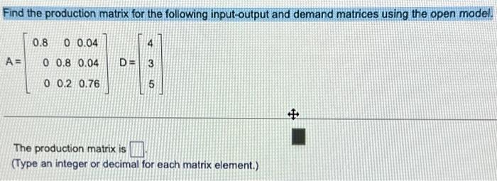 Solved Find the production matrix for the following | Chegg.com