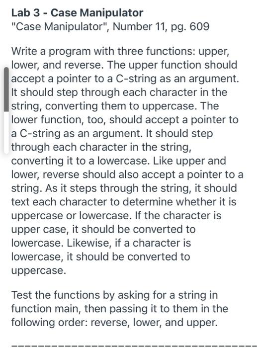 Solved Lab 3 - Case Manipulator "Case Manipulator", Number | Chegg.com