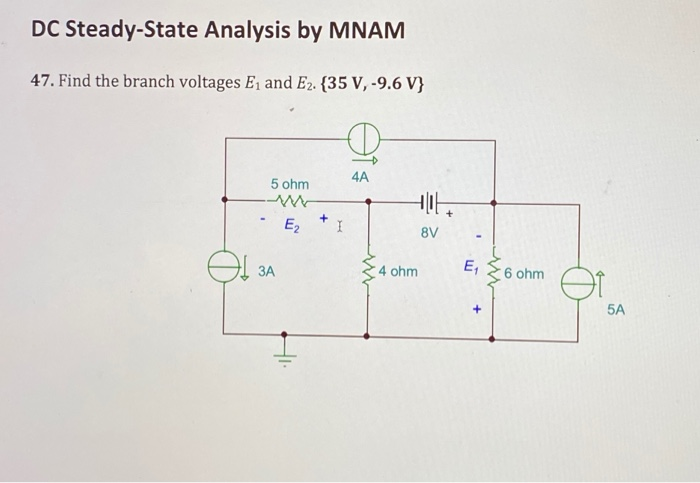 Solved DC Steady-State Analysis by MNAM 47. Find the branch | Chegg.com Solved DC Steady-State Analysis by MNAM 47. Find the branch | Chegg.com