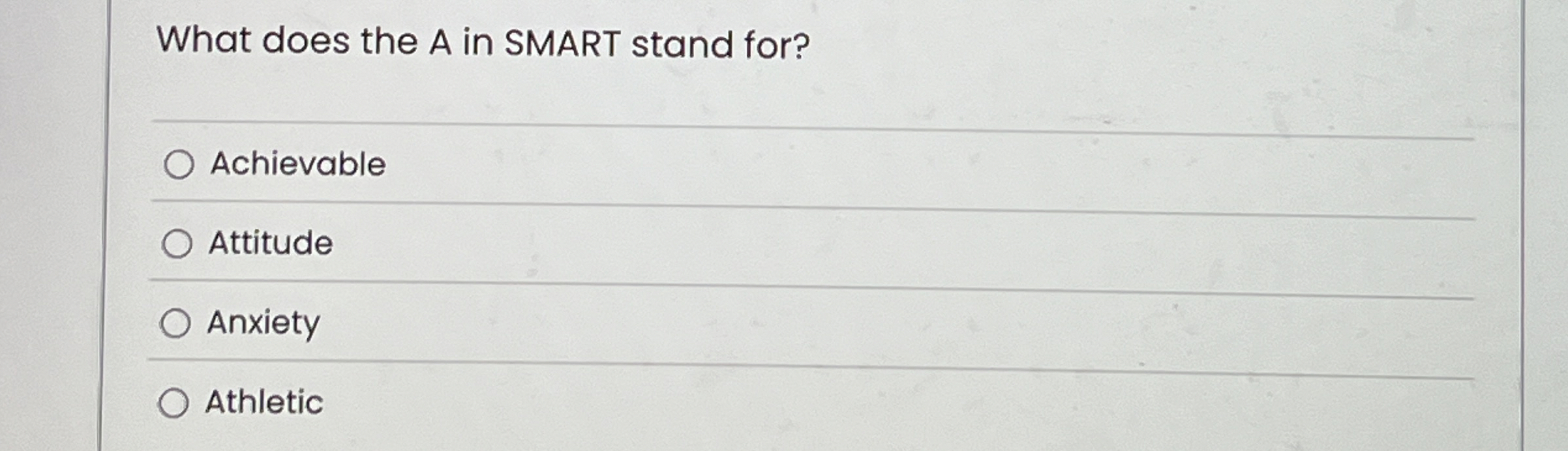 Solved What does the A in SMART stand | Chegg.com