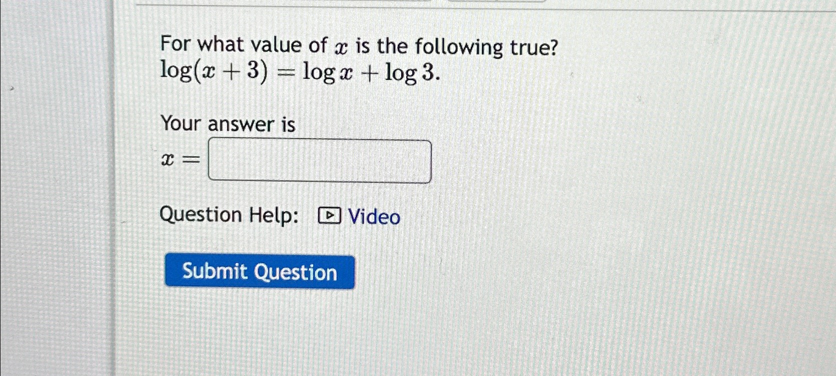 Solved For what value of x ﻿is the following | Chegg.com