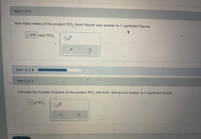 Solved Use the balanced equation, 2NO+O2→2NO2, to answer the | Chegg.com