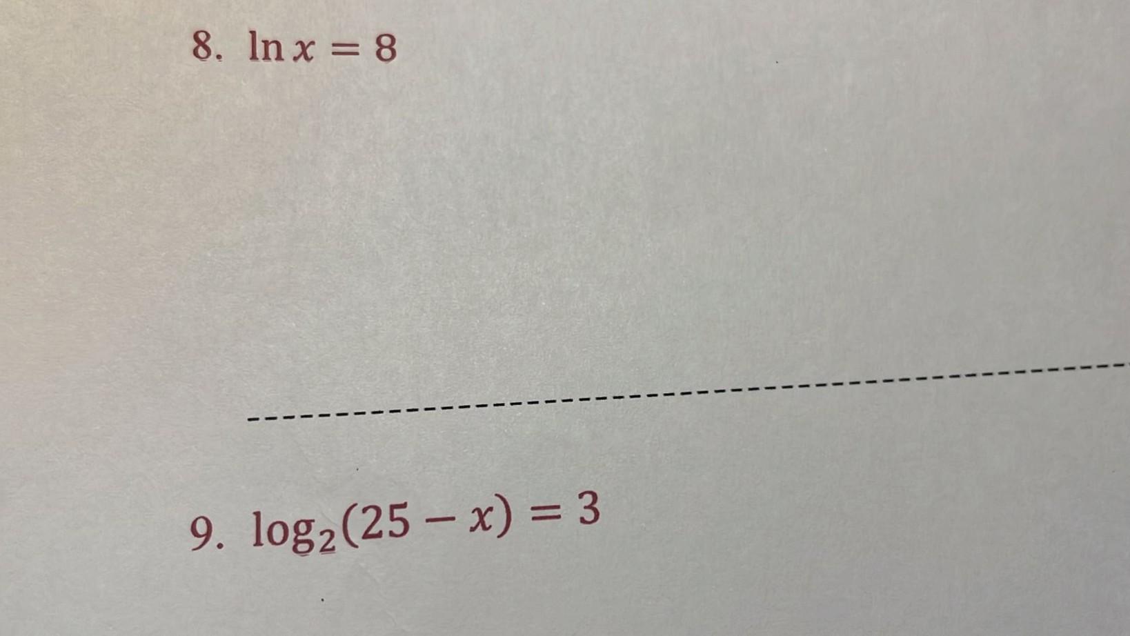 Solved 4+3log(2x)=16lnx=8 log2(25−x)=33xex+x2ex=0 | Chegg.com