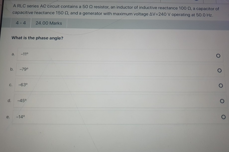 Solved A RLC series AC circuit contains a 50 resistor, an | Chegg.com