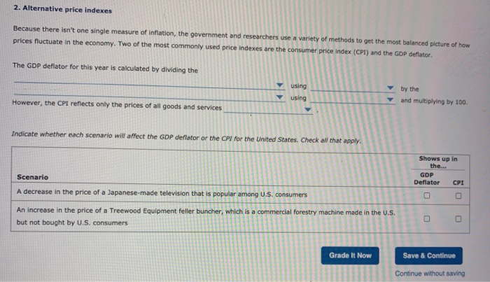 Solved 2. Alternative price indexes Because there isn't one | Chegg.com