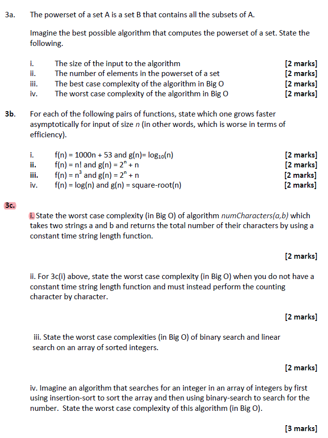 Solved 3a. ﻿The powerset of a set A ﻿is a set B ﻿that | Chegg.com