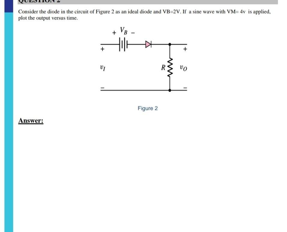 Solved Consider the diode in the circuit of Figure 2 as an | Chegg.com