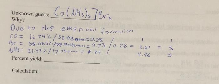 Solved Project Experiment: Identification of a Cobalt Amine | Chegg.com