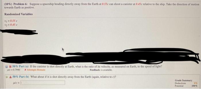 Solved (10\%) Problem 6: Suppose a spaceship heading | Chegg.com