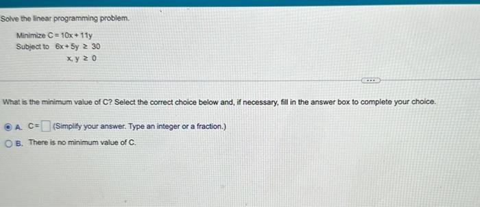 Solved Solve the linear programming problem. Minimize | Chegg.com