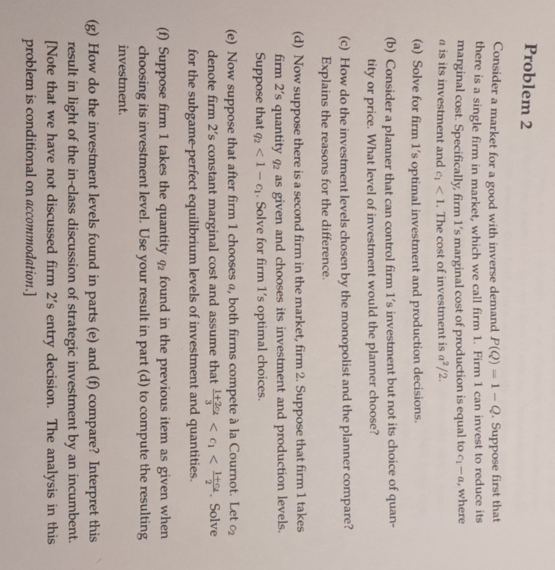 Solved Problem 2Consider a market for a good with inverse | Chegg.com