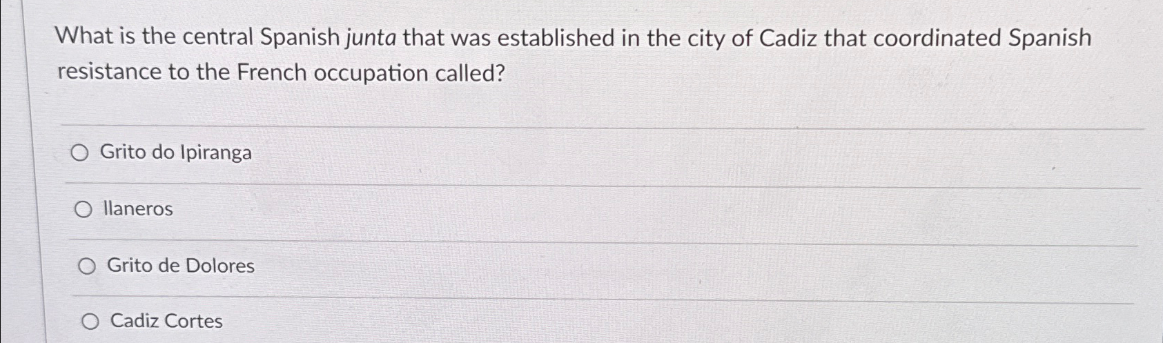 Solved What is the central Spanish junta that was | Chegg.com