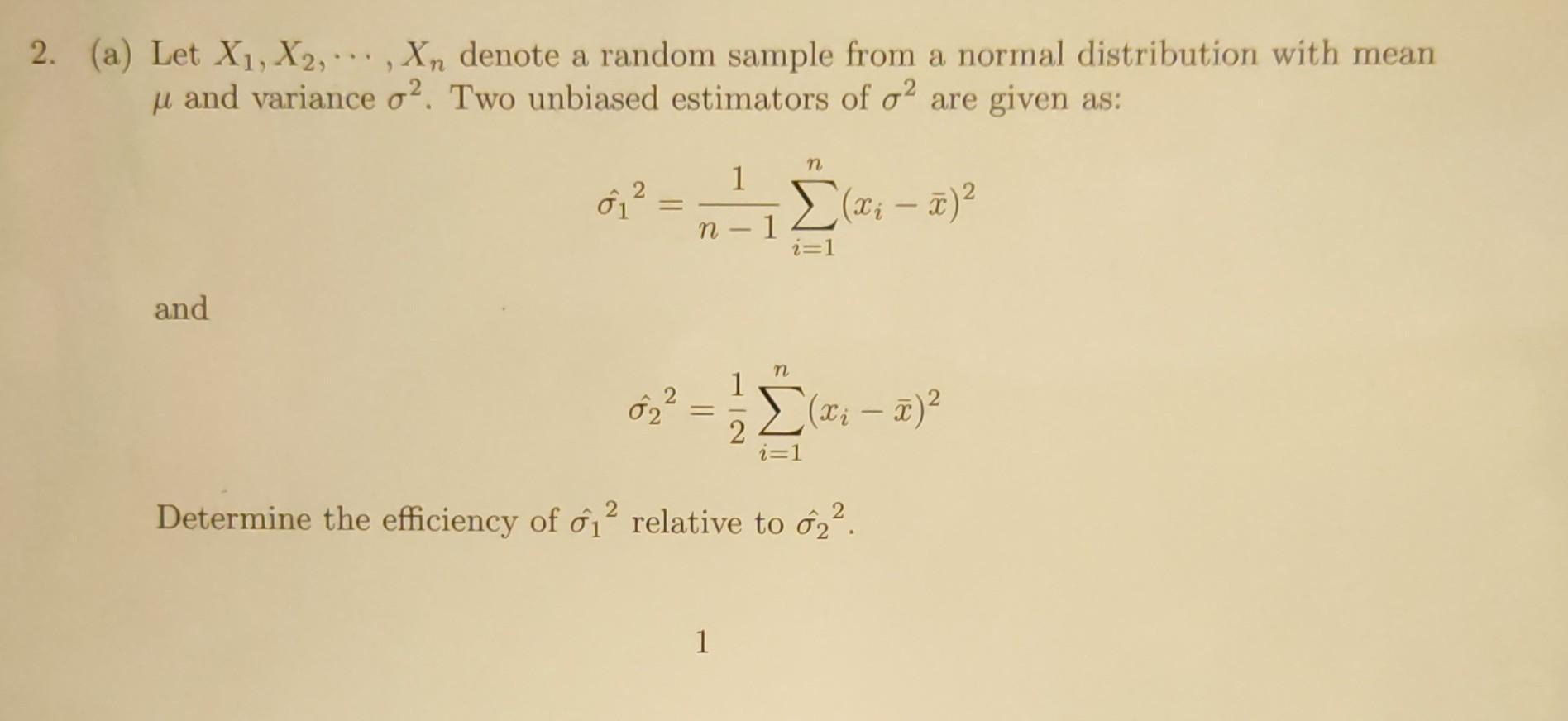 (a) Let \\( X_{1}, X_{2}, \\cdots, X_{n} \\) denote a | Chegg.com