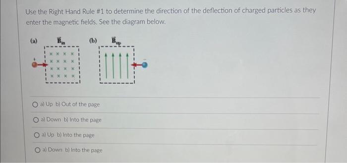 Solved Use the Right Hand Rule \#1 to determine the | Chegg.com