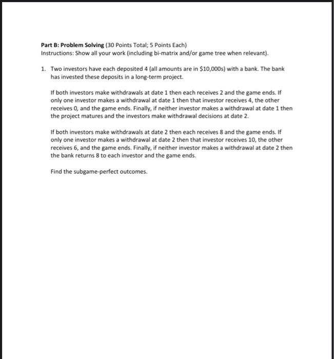 Solved Part B: Problem Solving (30 Points Total; 5 Points | Chegg.com